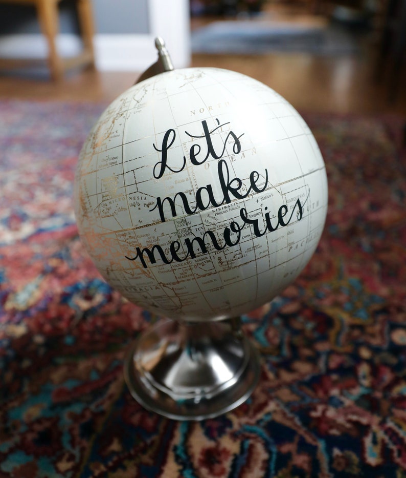Teacher Appreciation Gift Custom World Globe Map Hand Lettered Travel ...