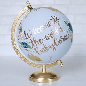 Gold & Neutral Globe Handmade Painted World Maps Custom Personalized ...