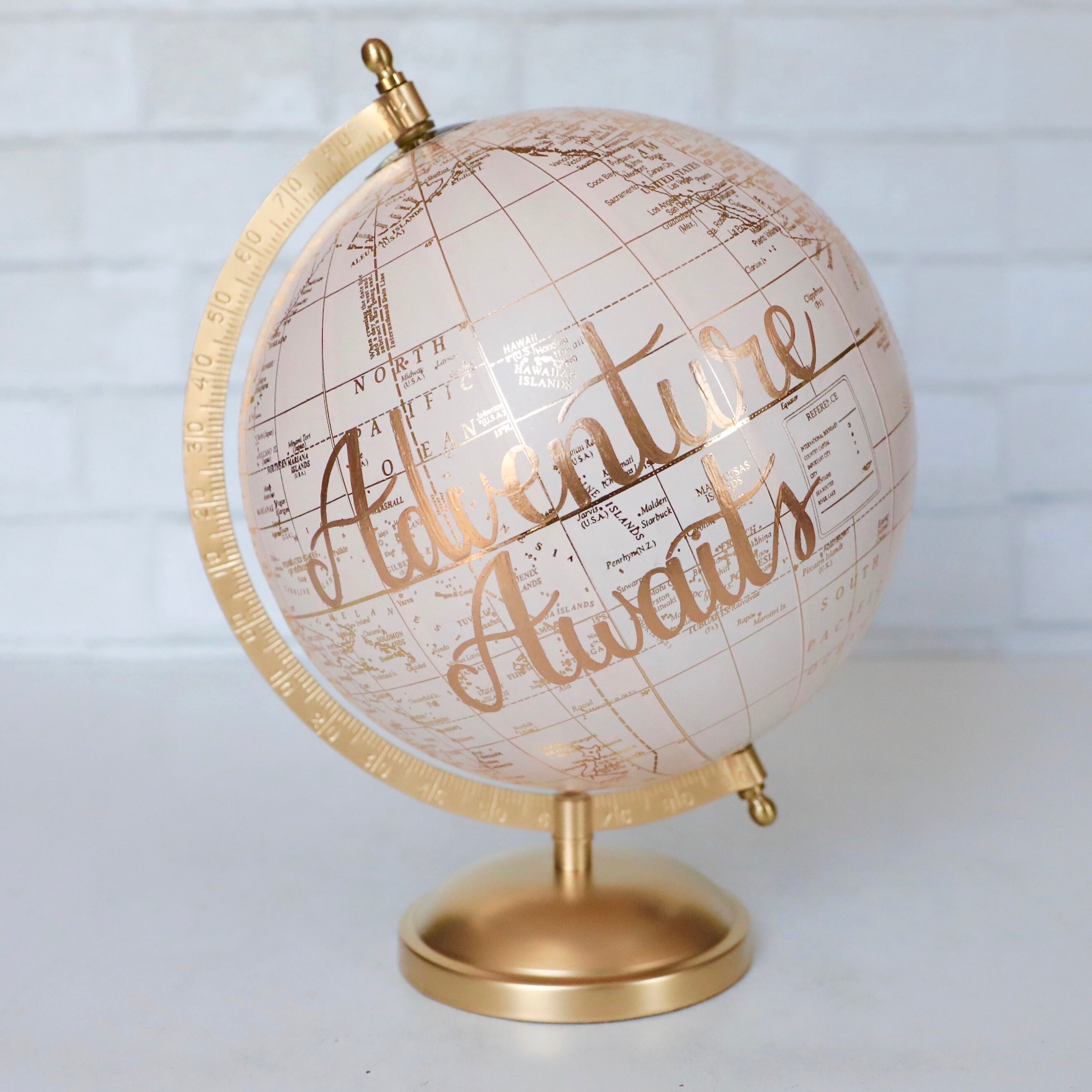Teacher Appreciation Gift Custom World Globe Map Hand Lettered Travel ...