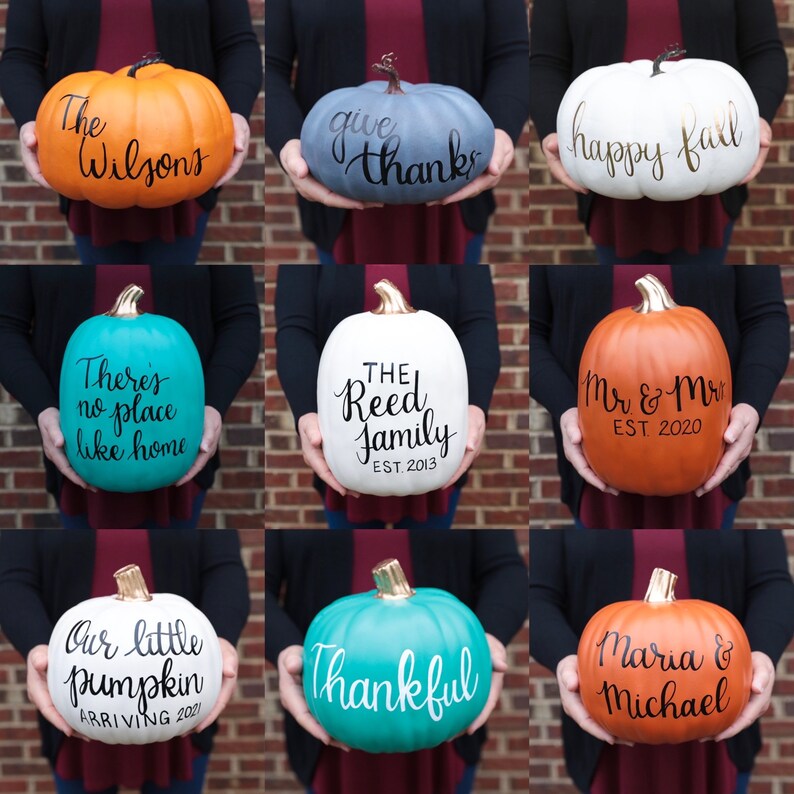 Personalized Pumpkins, Custom Family Pumpkins, Halloween Decor, Modern ...