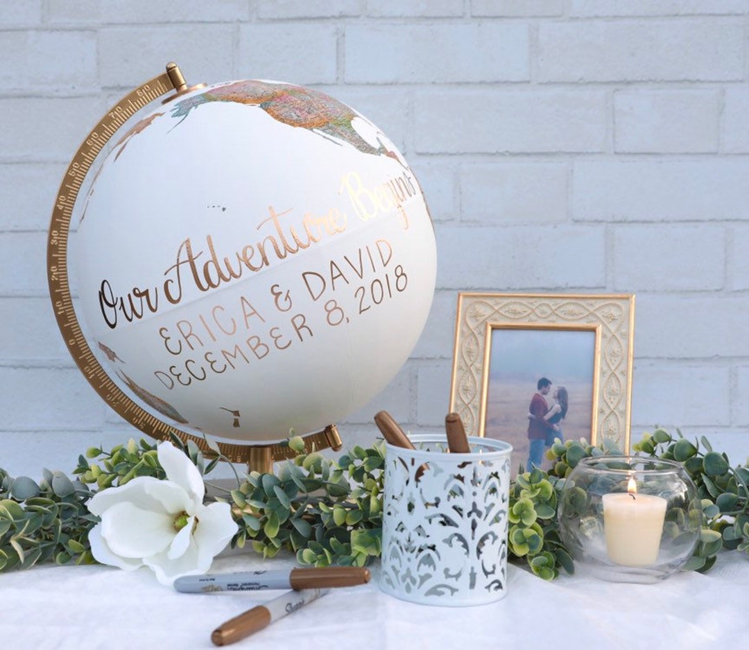Large Guest Book Globe Wedding Globe Guestbook Alternative Guests Sign ...