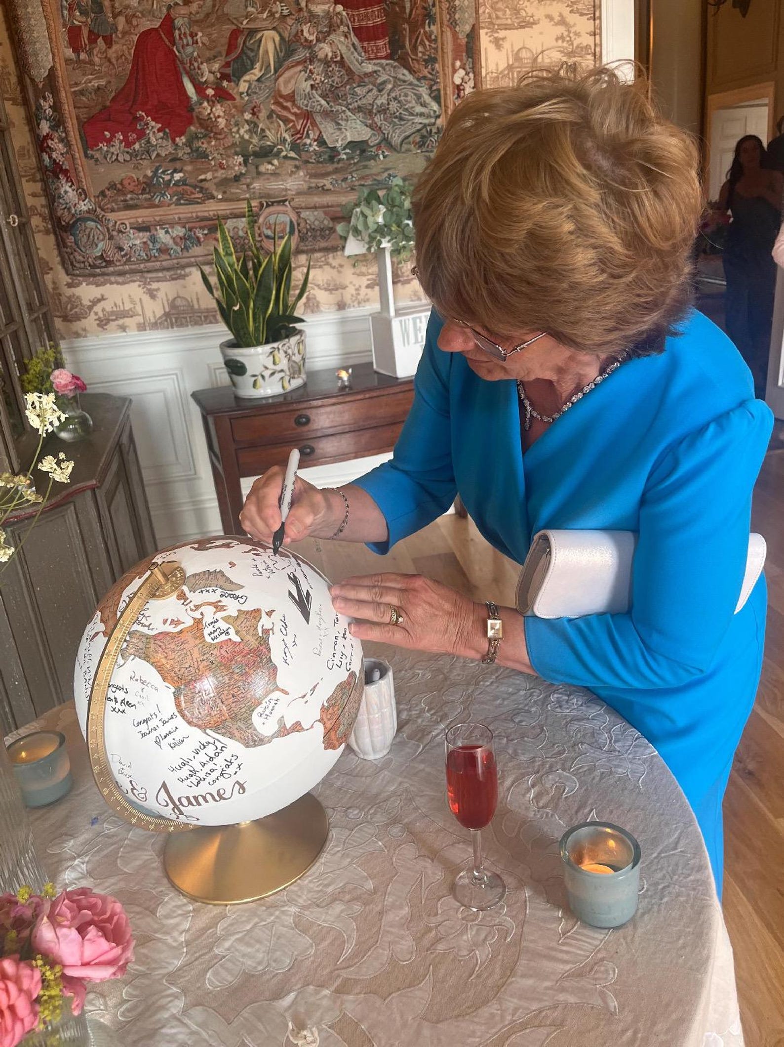 Retirement Party Guest Book Globe Custom Personalized World Map Sign ...