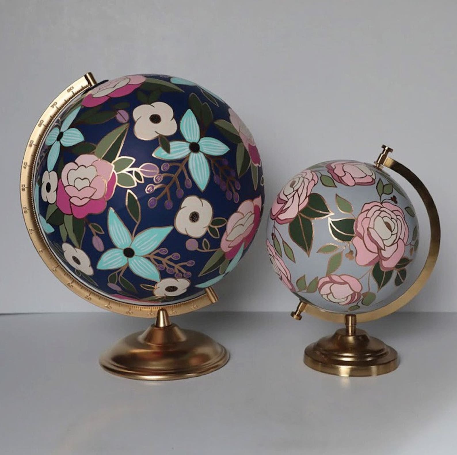 Custom Flowered Globe Floral Globe Floral Home Decor Hand - Etsy