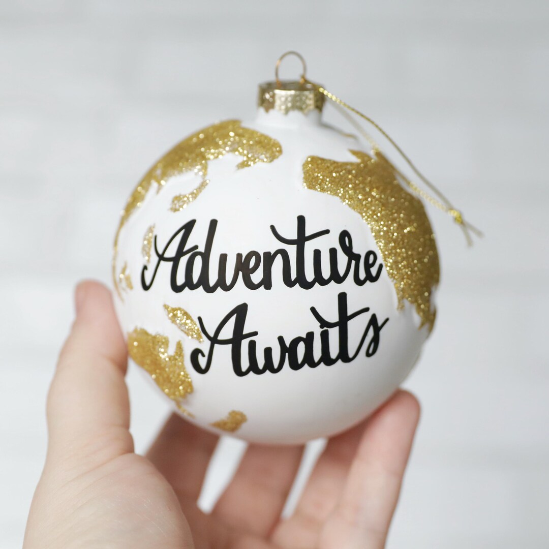 World Globe Ornaments White Gold Glitter, Personalized Gifts for Women ...