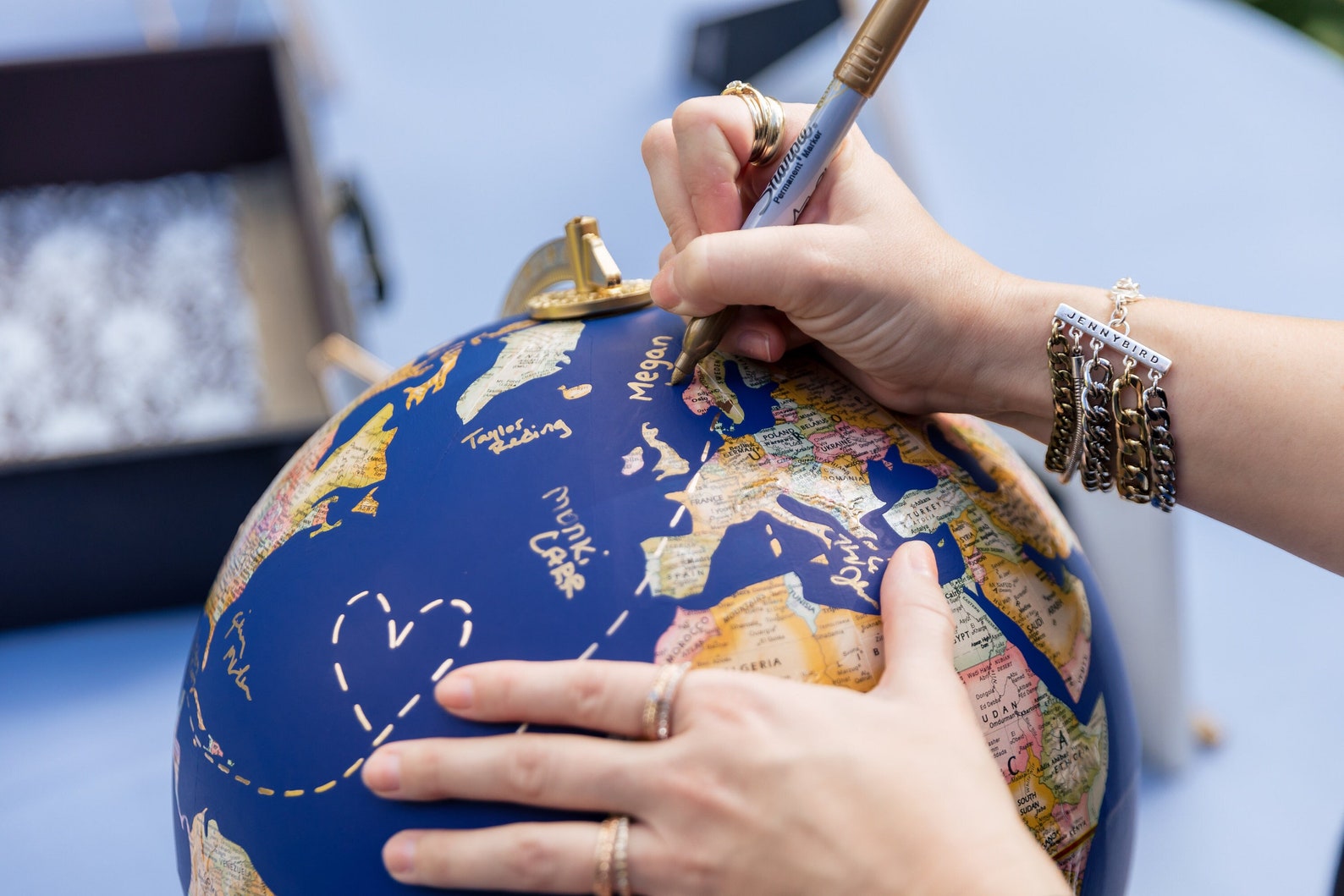 Floral Guest Book Globe Custom Wedding Guestbook Alternative World Map ...