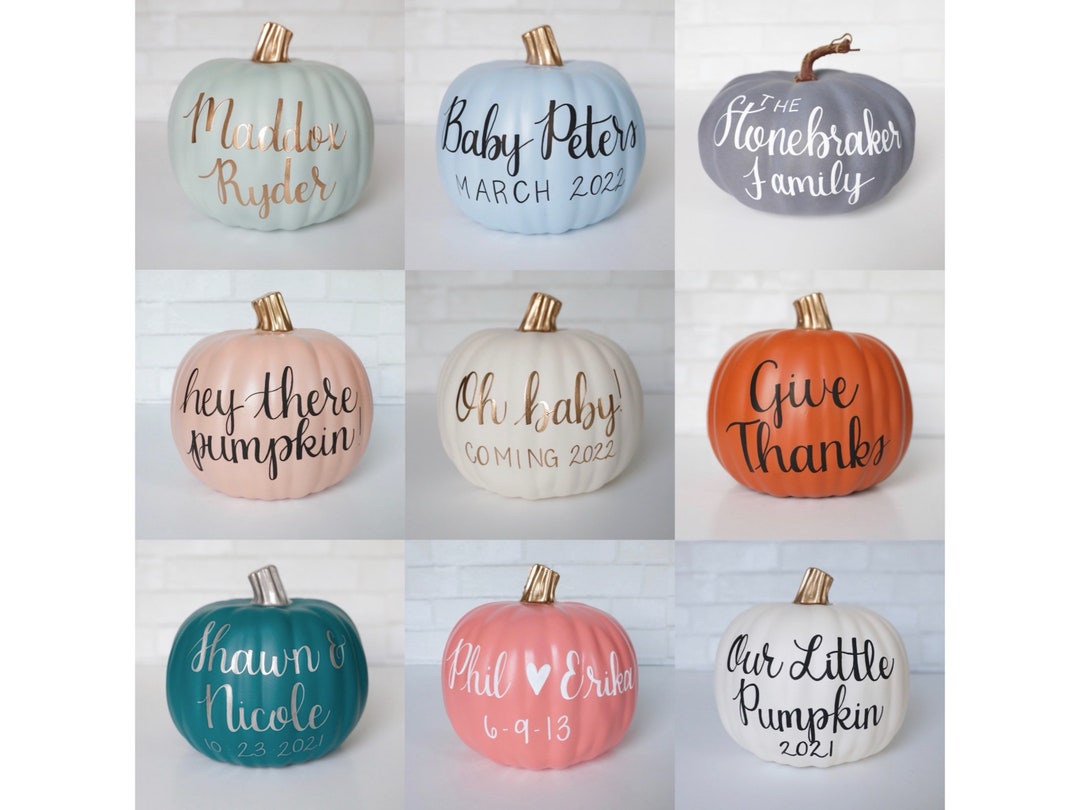 Personalized Pumpkins, Custom Family Pumpkins, Halloween Decor, Modern ...
