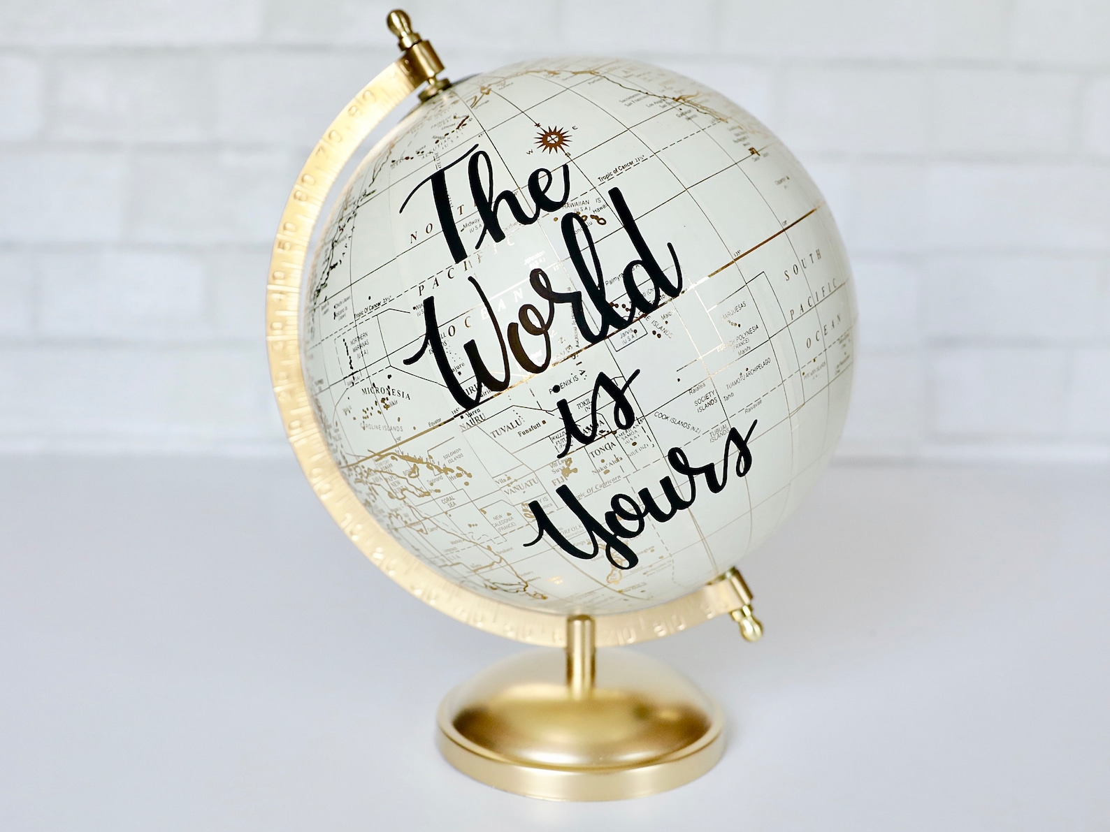 Teacher Appreciation Gift Custom World Globe Map Hand Lettered Travel ...