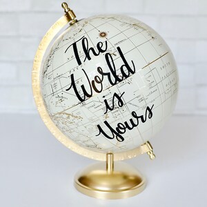 Teacher Appreciation Gift Custom World Globe Map Hand Lettered Travel ...
