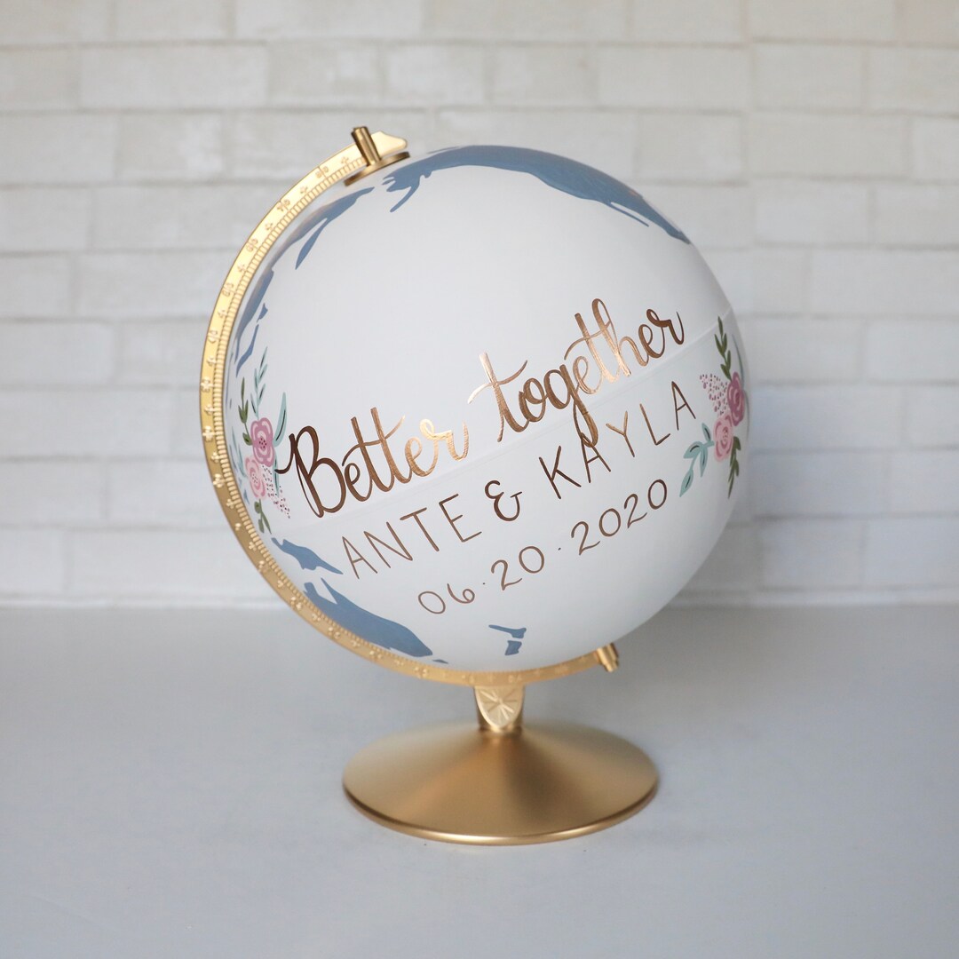 Guest Book Globe With Flowers Floral Wedding Globe Guestbook ...