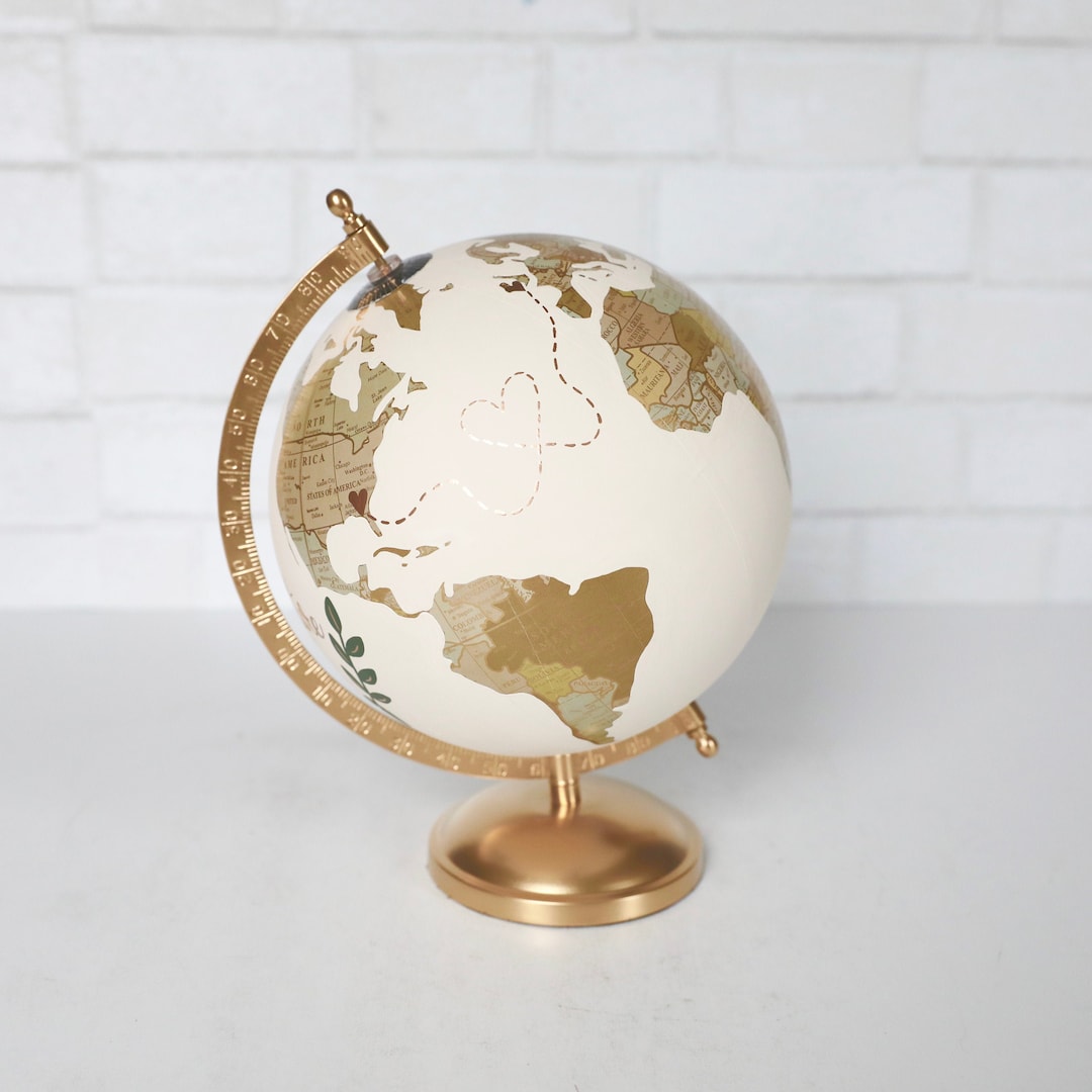 Gold & Neutral Wedding Globe Guest Book Globes Custom Handmade ...