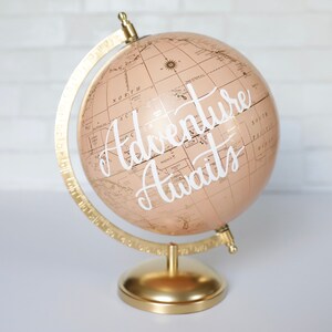 Teacher Appreciation Gift Custom World Globe Map Hand Lettered Travel ...