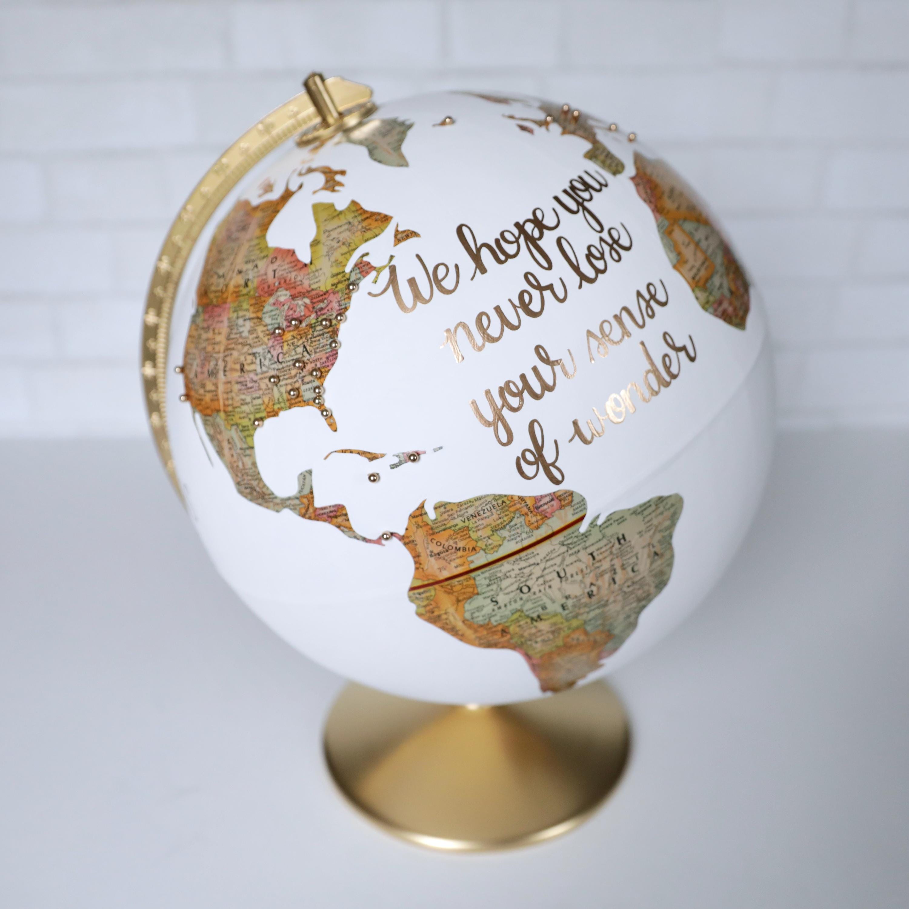 Retirement Party Guest Book Globe Custom Personalized World Map Sign ...