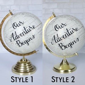 Wedding Guest Book Globe Personalized Custom Cream Gold Guestbook ...