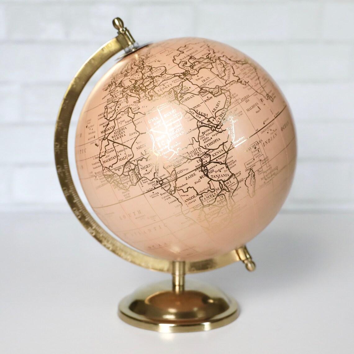Blush & Gold Globe Hand Lettered Pink World Globe Baby Girl - Etsy