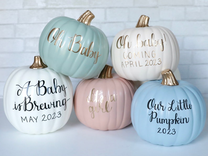 Gender Reveal Pumpkin Sign, Pregnancy Announcement Pumpkins, Fall Baby ...