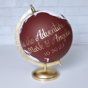 Gold & Neutral Globe Handmade Painted World Maps Custom Personalized ...