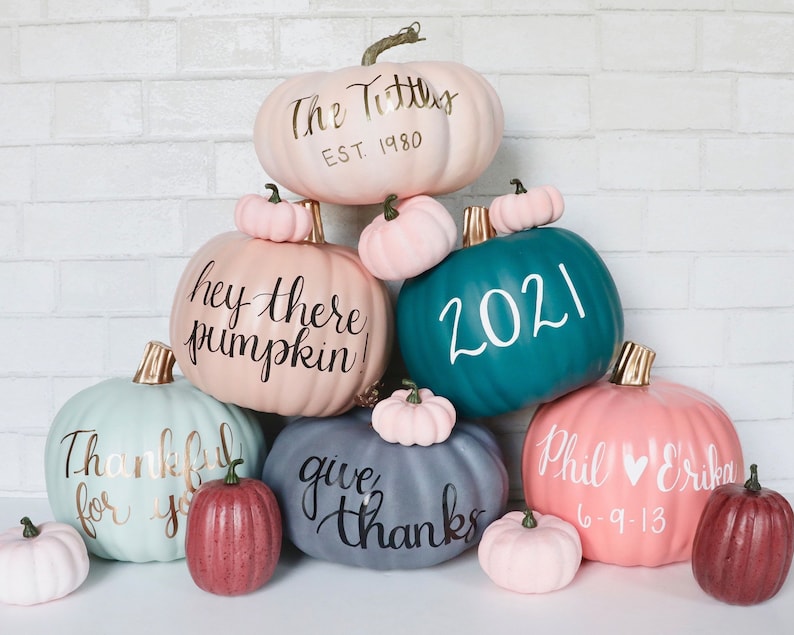 Personalized Pumpkins, Custom Family Pumpkins, Halloween Decor, Modern ...