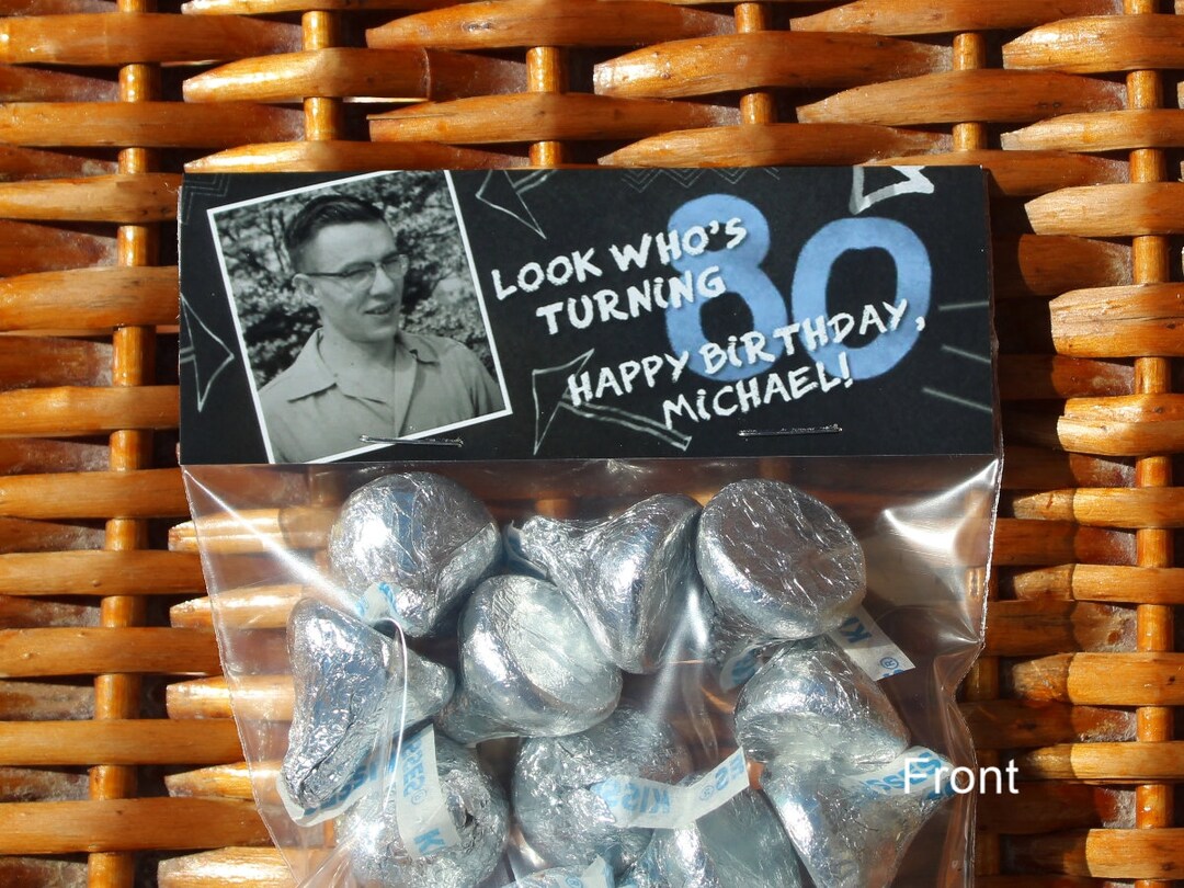 Personalized 80th Birthday Treat Bags: Photo Favor, 1945 Trivia (set of ...
