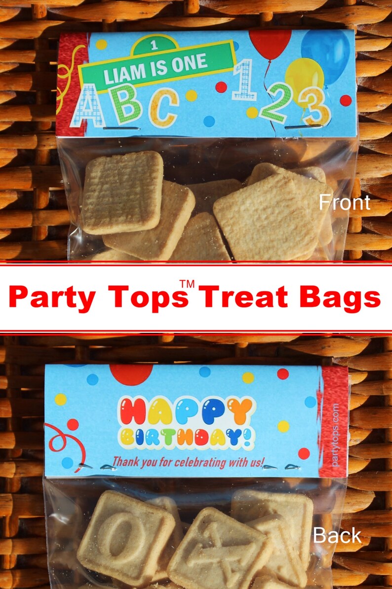 ABC 123 Any Birthday Treat Bag Toppers Toddler Birthday | Etsy