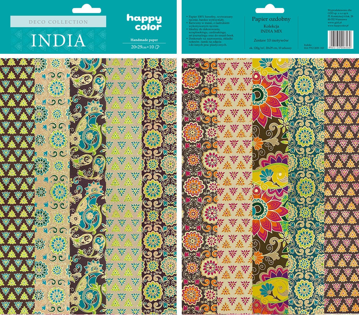Handmade Decorative Paper, Mix of Ten Indian Designs, Beautiful ...