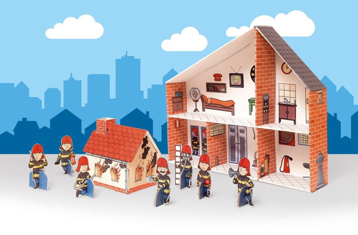Fire-station Out of Cardboard, Paper Toy, Eco Toy, Creative Toy; - Etsy