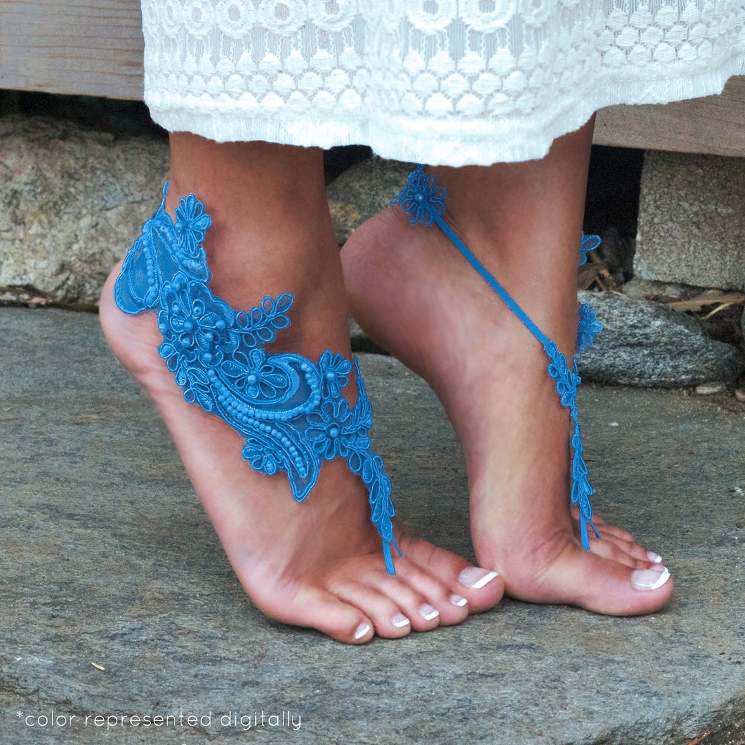 SCUBA BLUE Barefoot Sandals LISA Foot Jewelry Toe Thong Dancing Feet ...