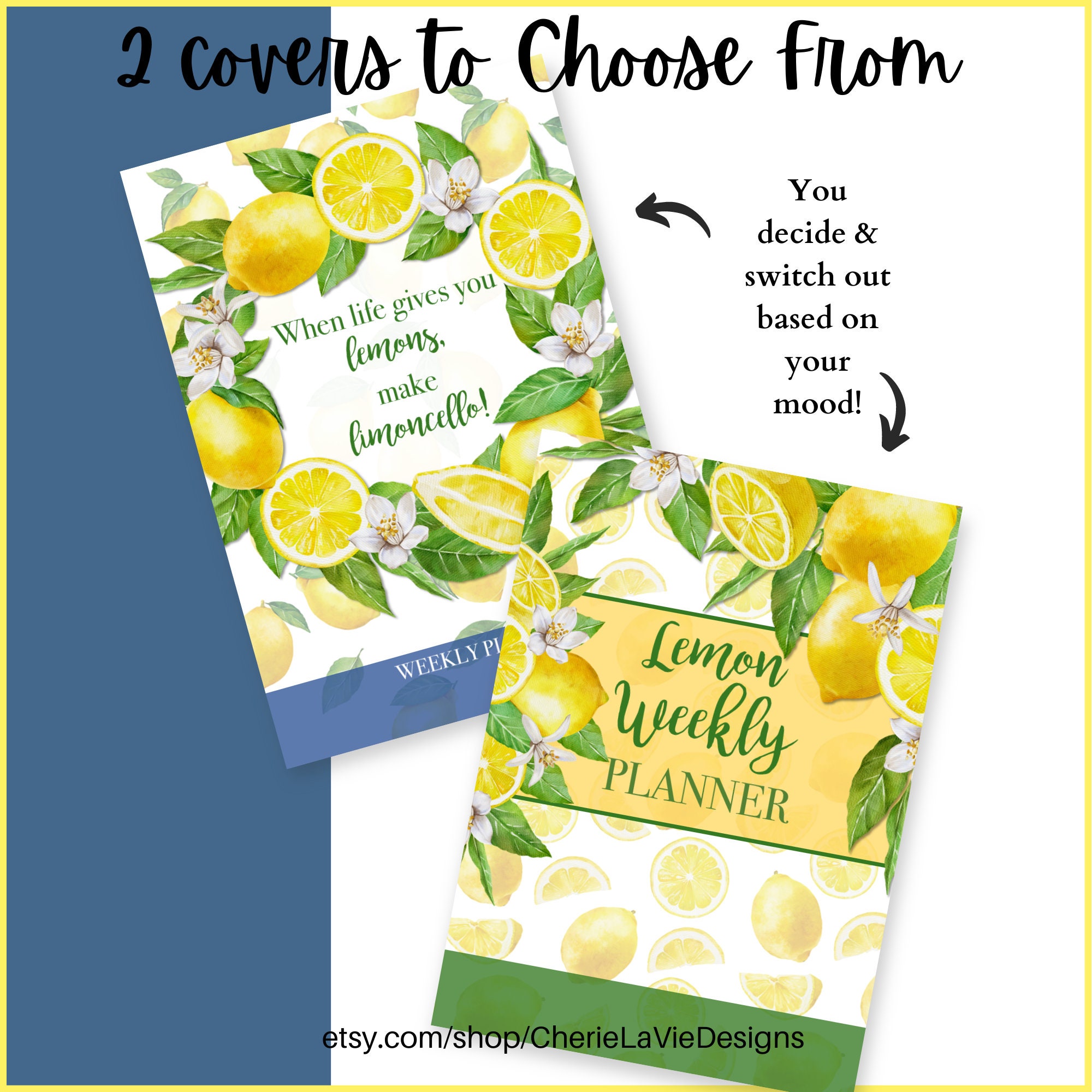 Lemon Coloring Planner Printables Monthly Weekly & Daily - Etsy