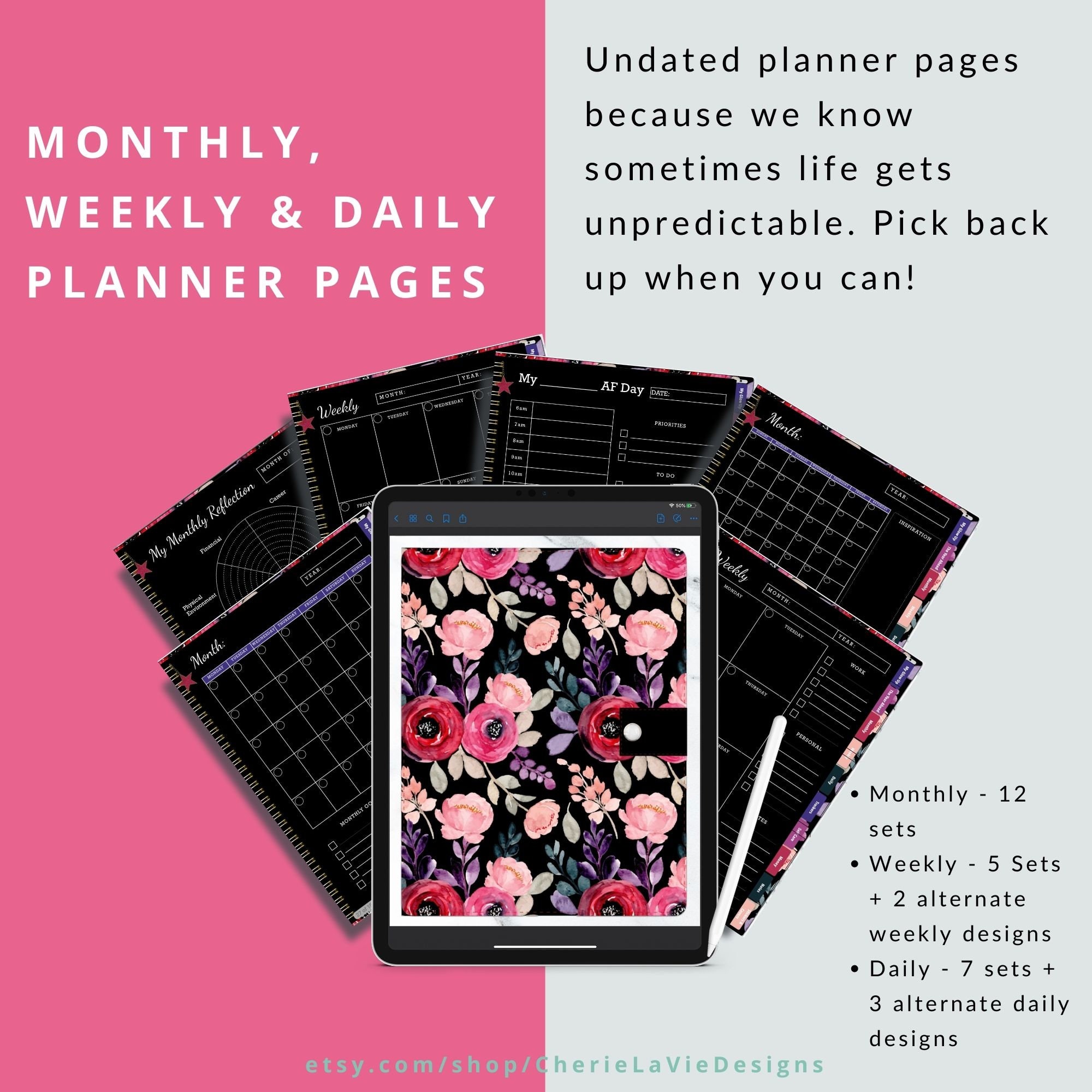The Glow up Goal Setting Daily Digital Planner Blackout - Etsy
