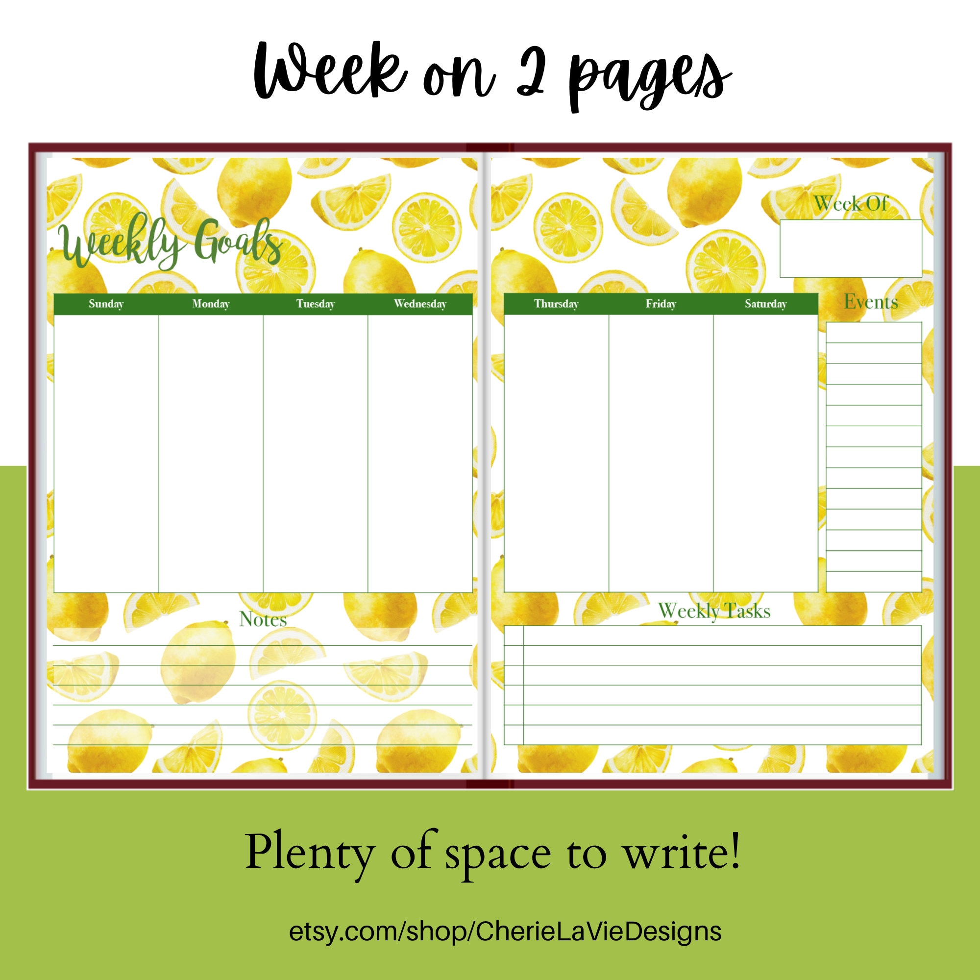 Lemon Coloring Planner Printables | Monthly, Weekly & Daily Goal ...