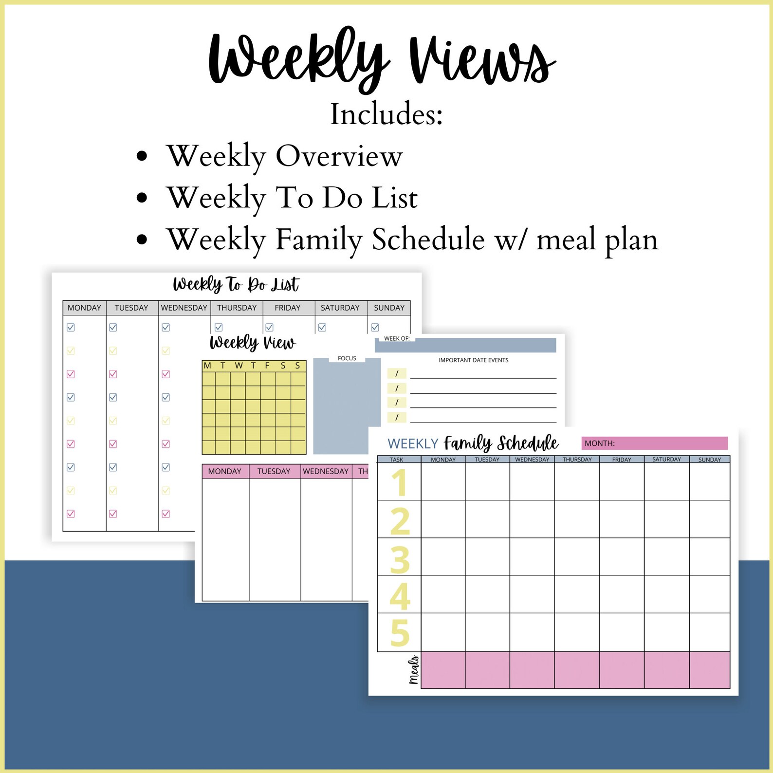 Family Organizing Digital Planner Set Chore Tracker Task Chart Daily ...