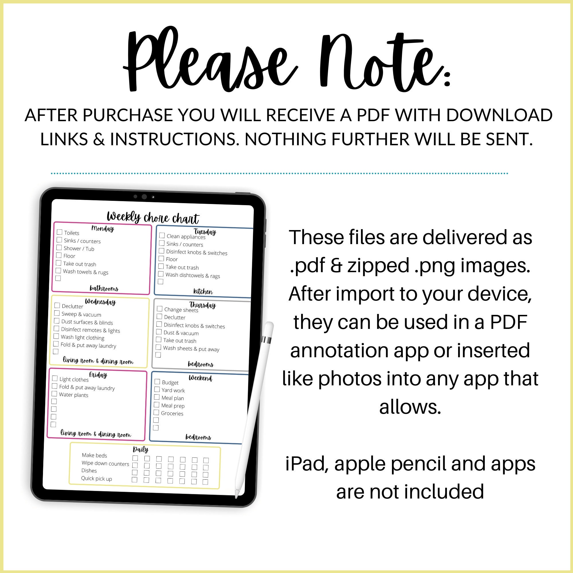 Family Organizing Digital Planner Set Chore Tracker Task Chart Daily ...