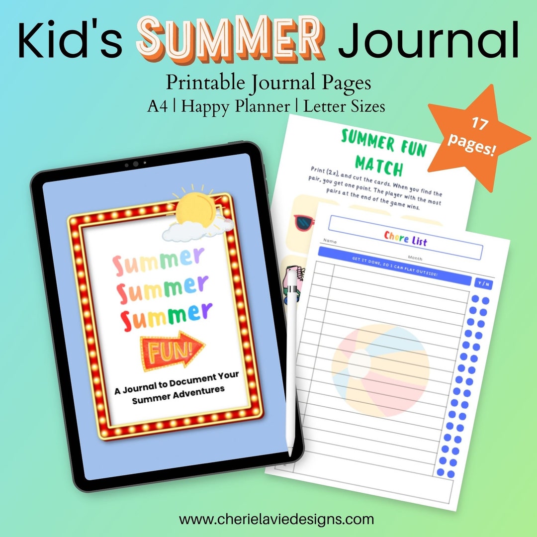Children's Summer Journal | Kid Planner | Summer Break Diary | Roadtrip ...