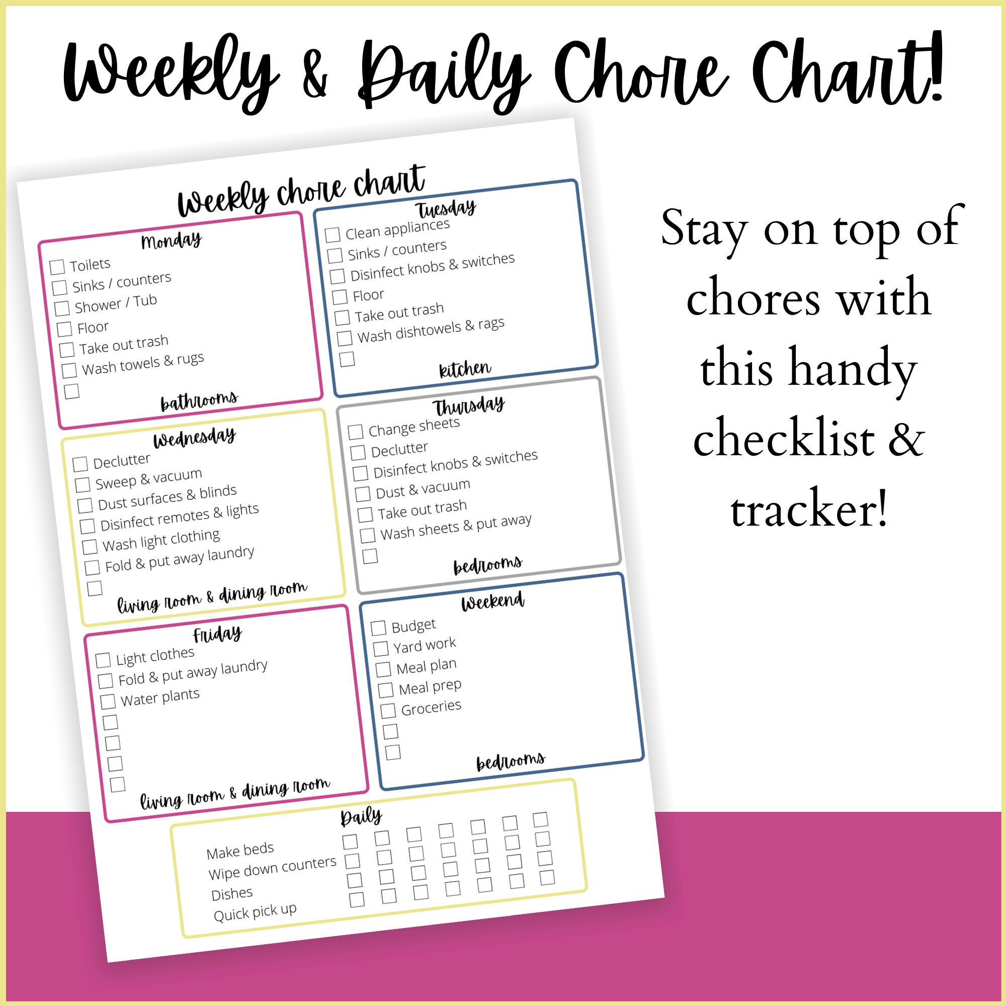 Family Organizing Digital Planner Set Chore Tracker Task Chart Daily ...