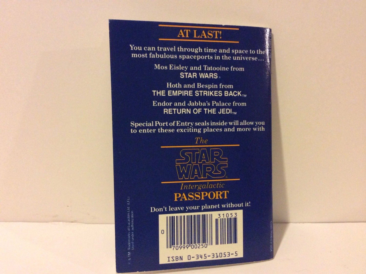 Vintage Star Wars Intergalactic Passport Ballantine Pass Port 1983 ...