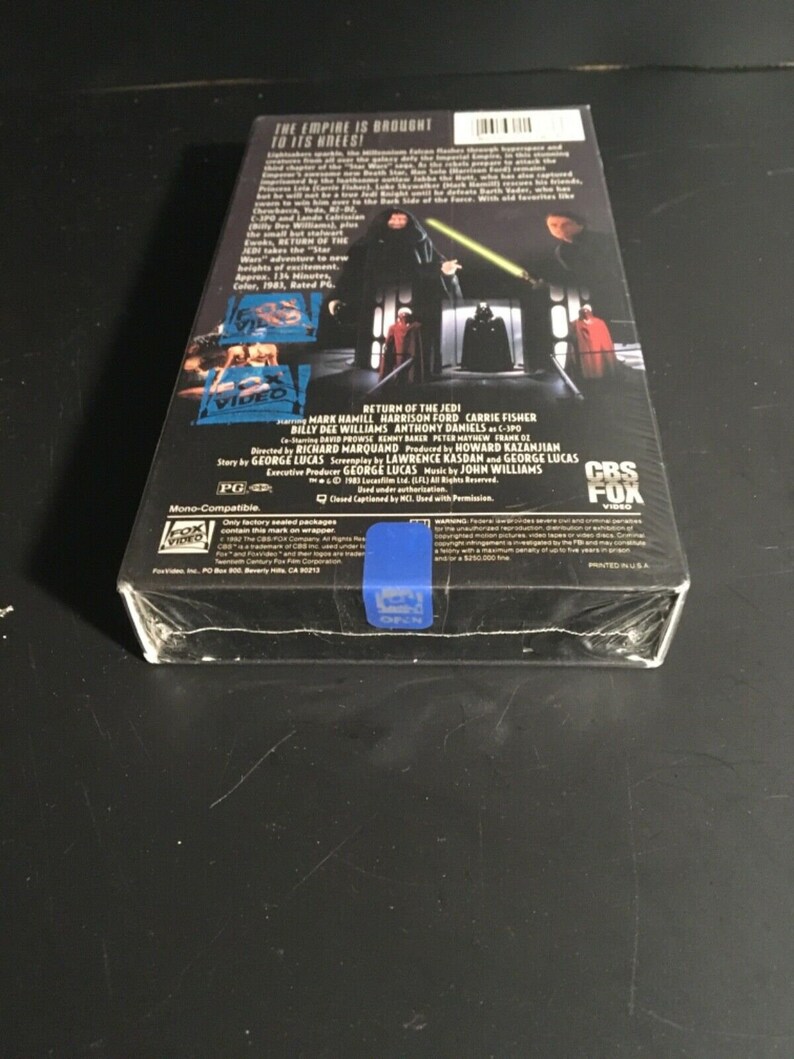 Star Wars: Return of the Jedi vhs, 1992 New Factory Sealed watermarks ...