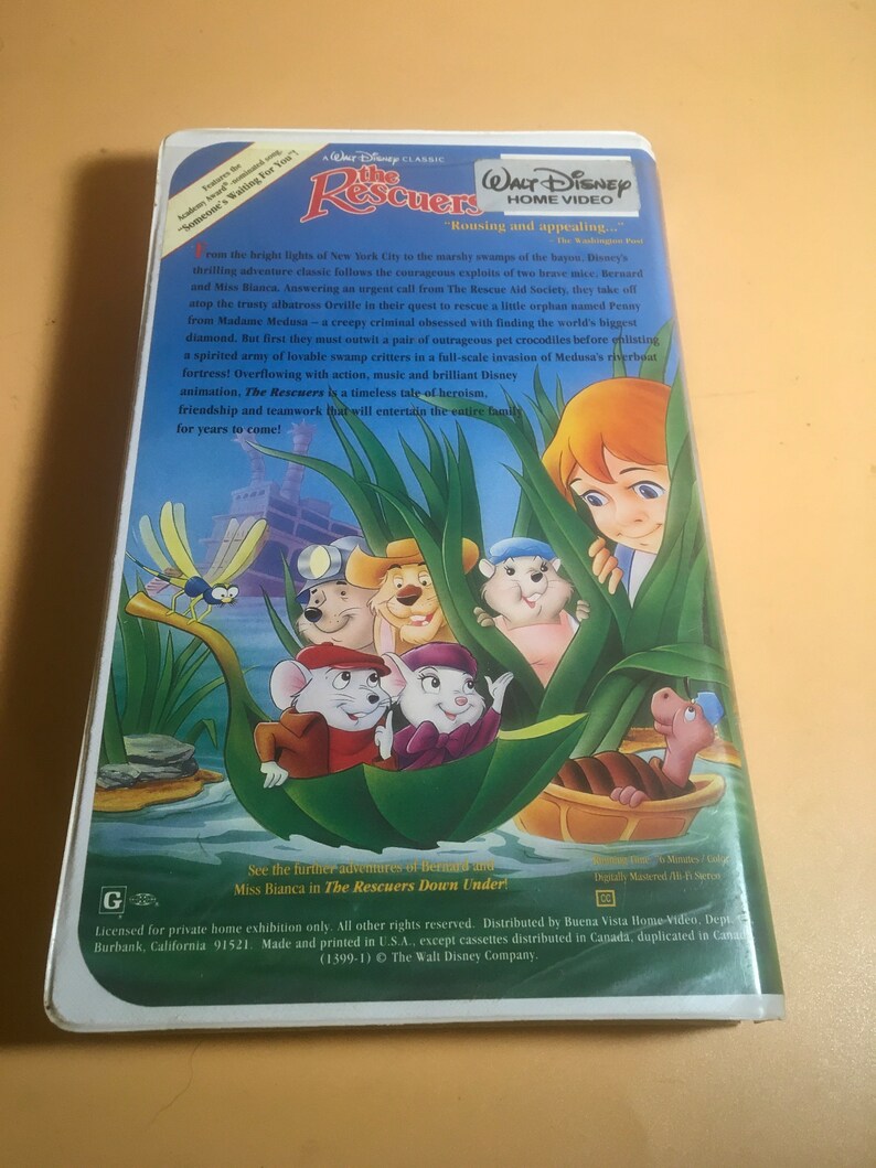 Disney Classic the Rescuers VHS Tape Black Diamond Edition - Etsy