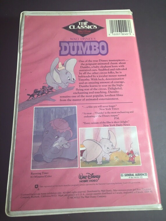 Dumbo Vhs 1985 Dumbo 1986 VHS Review
