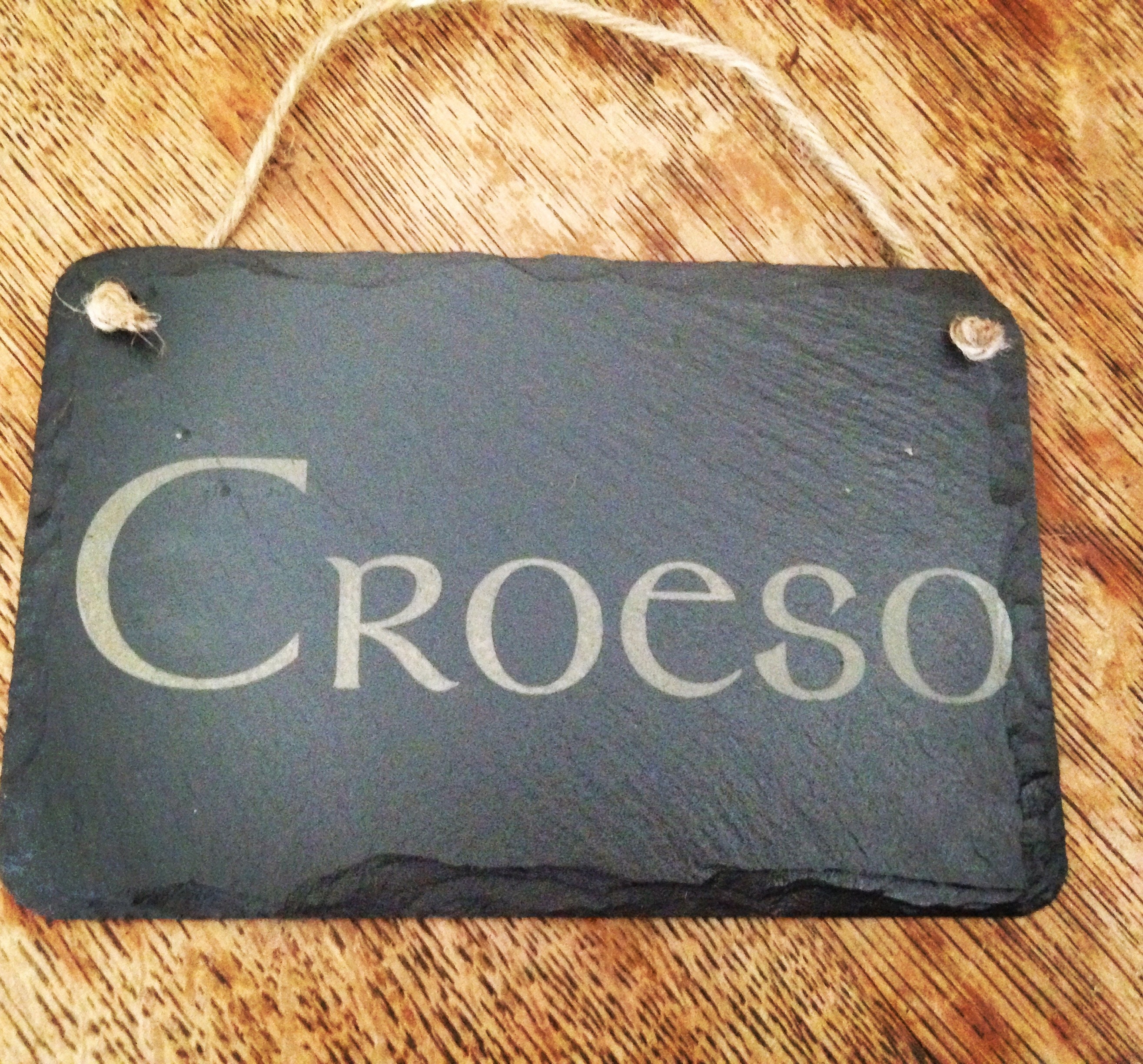 Slate Croeso welcome in Welsh Sign | Etsy
