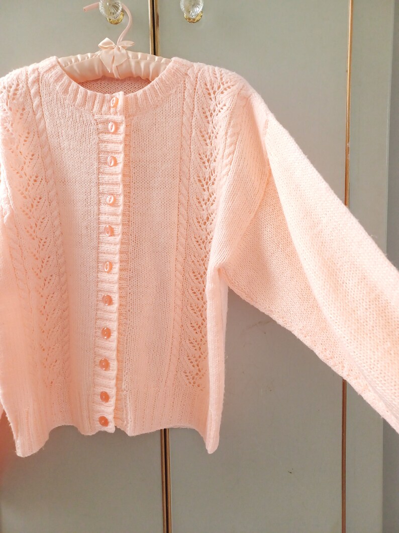 Peach Knit Cardigan - Etsy