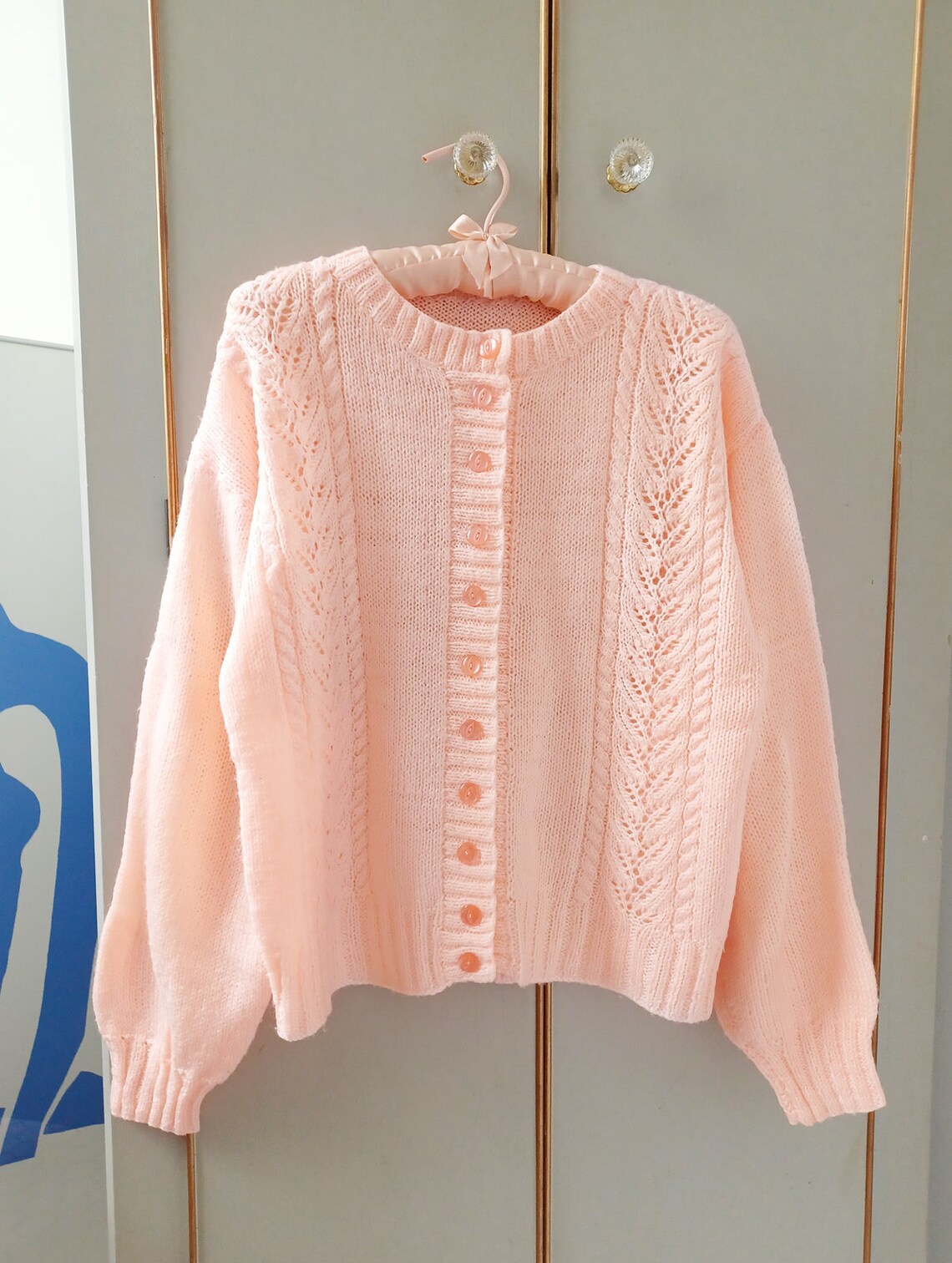 Peach Knit Cardigan - Etsy