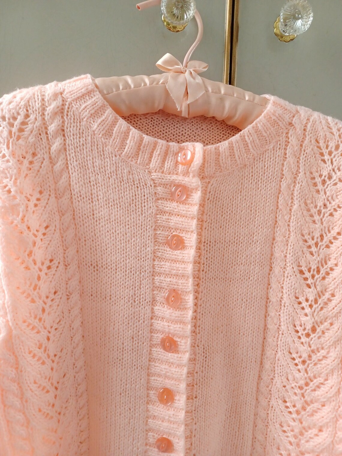 Peach Knit Cardigan - Etsy