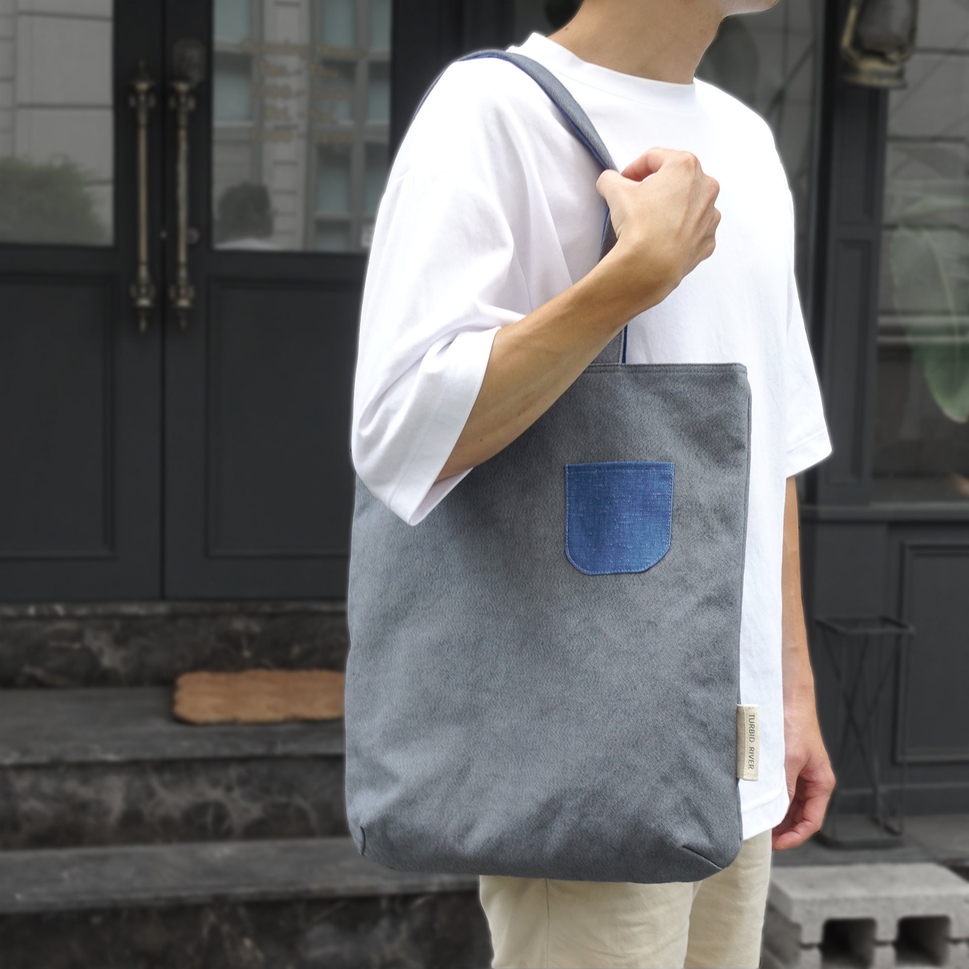 Large Tote | Rock Gray | Washed Canvas | 15-inch Laptop Compatible | - Etsy