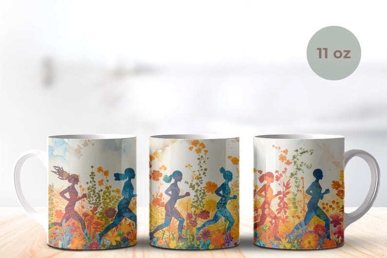 Runner Coffee Mug: Maximalist Floral Print, Fitness Gift - Etsy