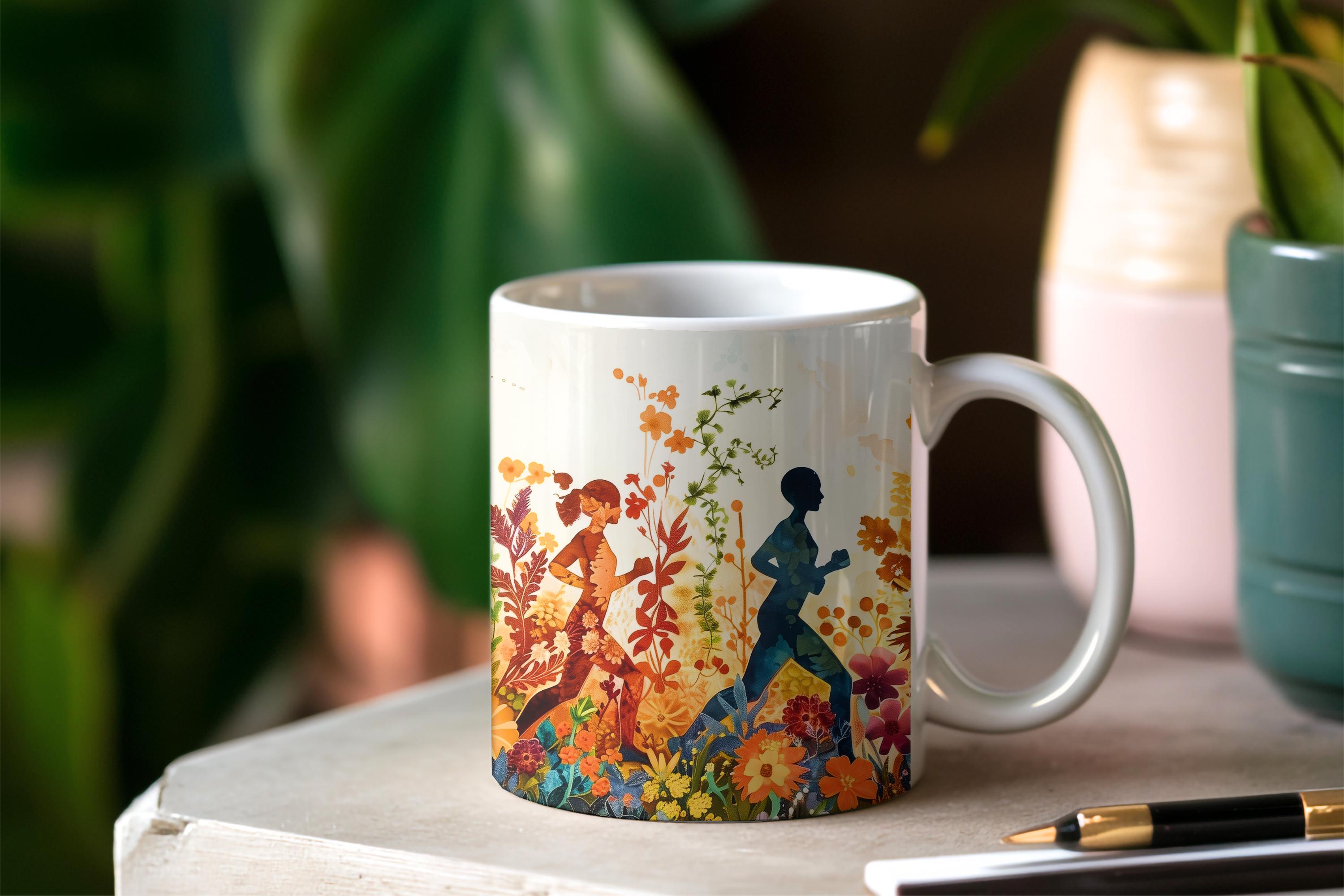 Runner Coffee Mug: Maximalist Floral Print, Fitness Gift - Etsy