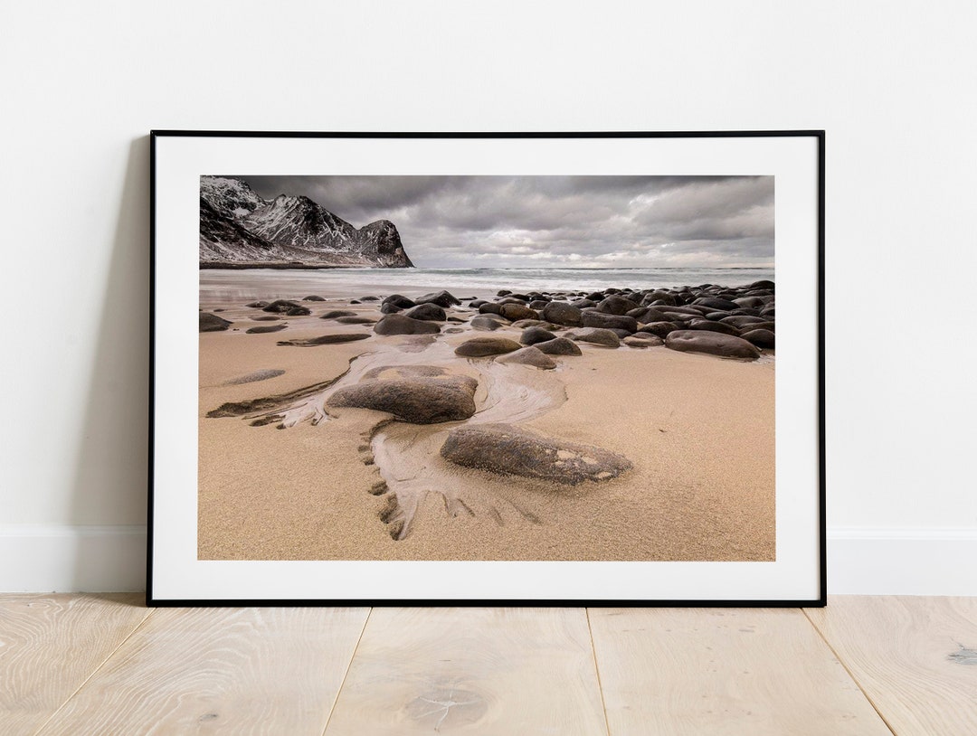 Scandinavian Art of Unstad Bay, Lofoten Islands Art , Seascape ...