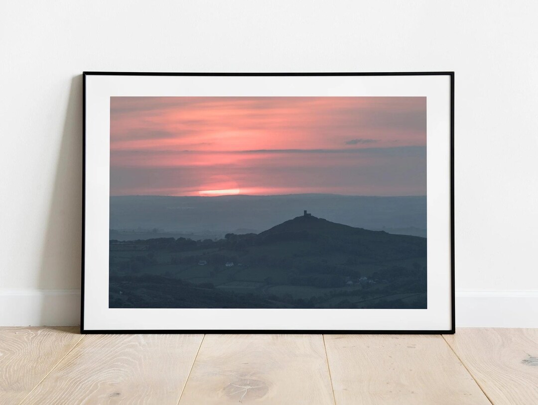 Brentor Church Sunset Print Dartmoor | Red Sky Wall Art, Devon ...