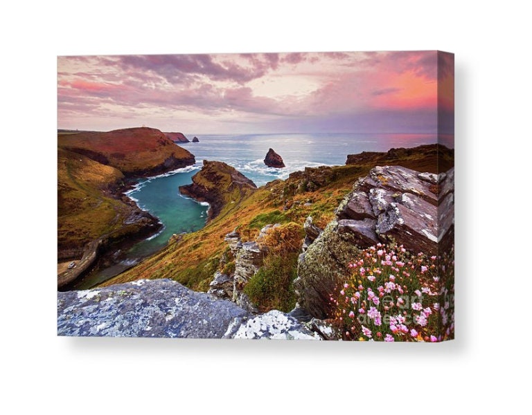 Cornish Prints Boscastle Harbour Artwork Seascape | Etsy UK