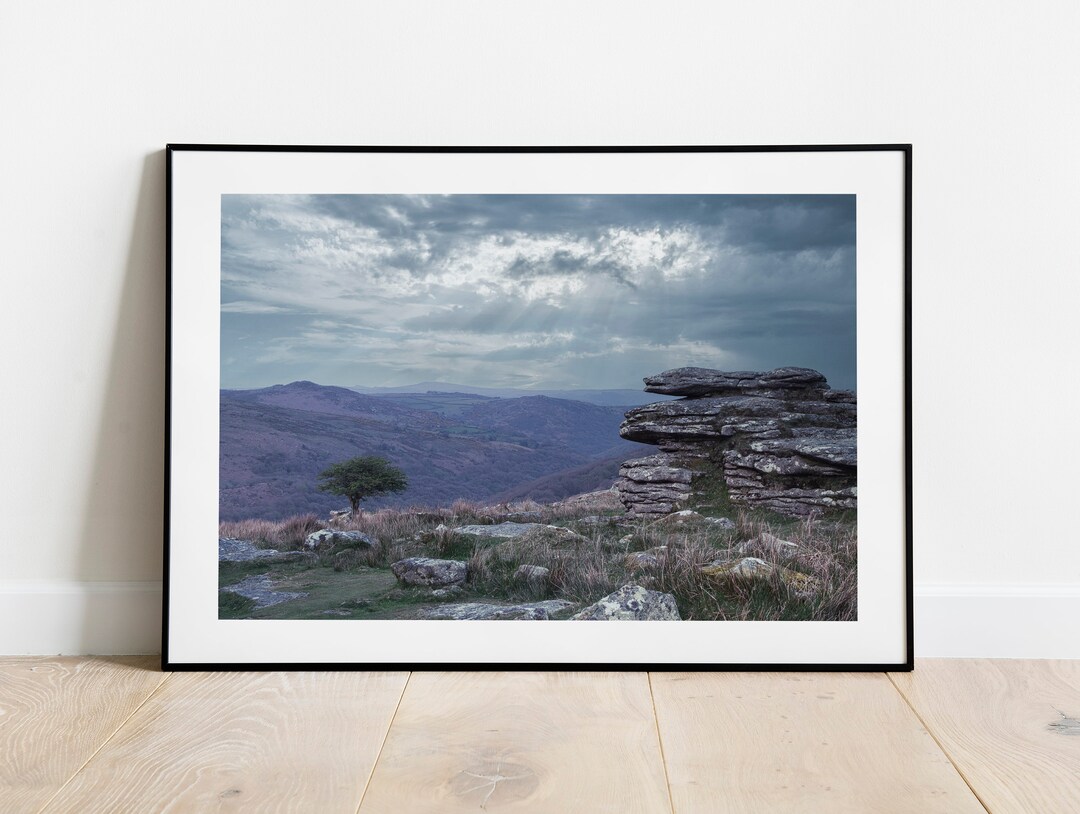Dartmoor Landscape Print | Combestone Tor Wall Art, Devon Valley - Home ...