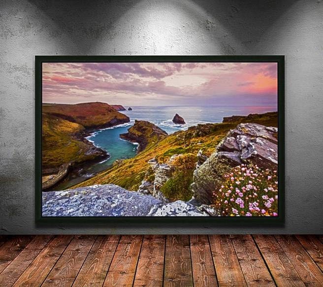 Cornish Prints Boscastle Harbour Artwork Seascape | Etsy UK