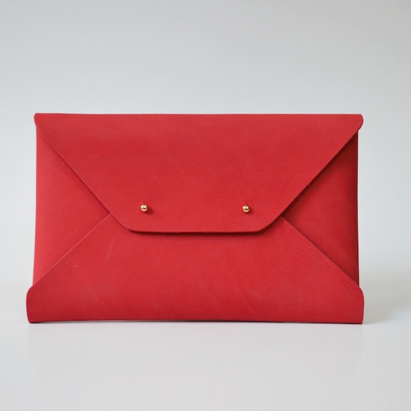Red Leather Clutch - Etsy